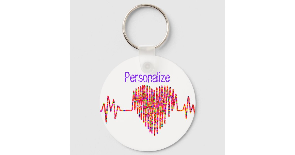 EKG heart line medical red white nurse doctor Keychain | Zazzle