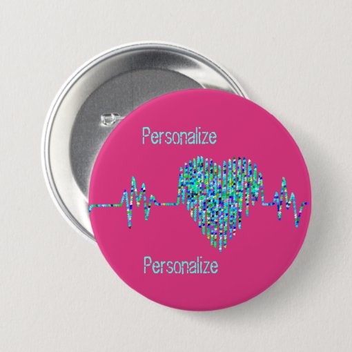 EKG heart medical ekg line Button | Zazzle