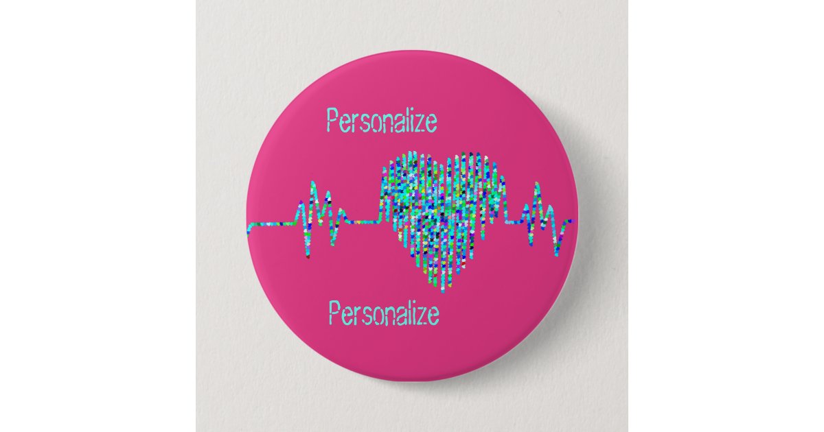 EKG heart medical ekg line Button | Zazzle