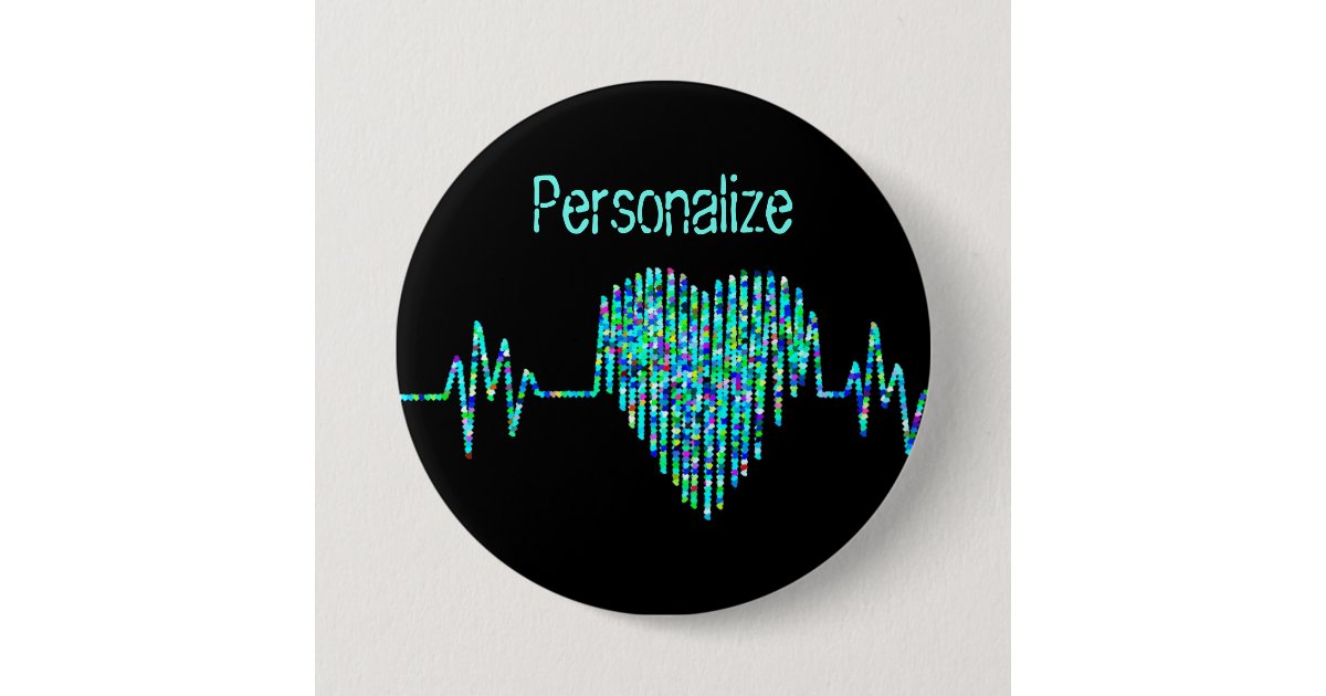 EKG heart medical ekg line Button | Zazzle