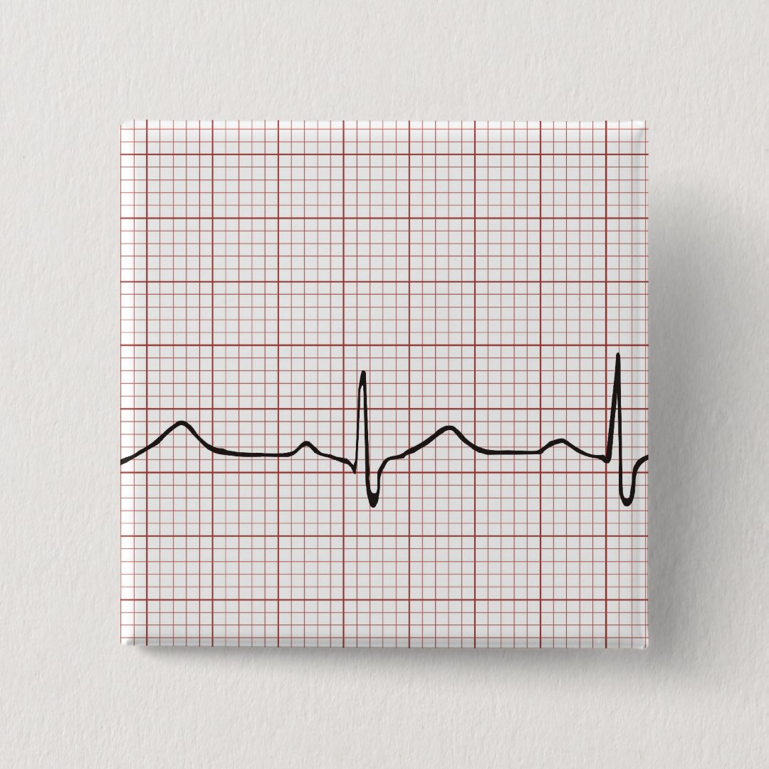 EKG heartbeat on graph paper, PhD (doctor) pulse Button | Zazzle