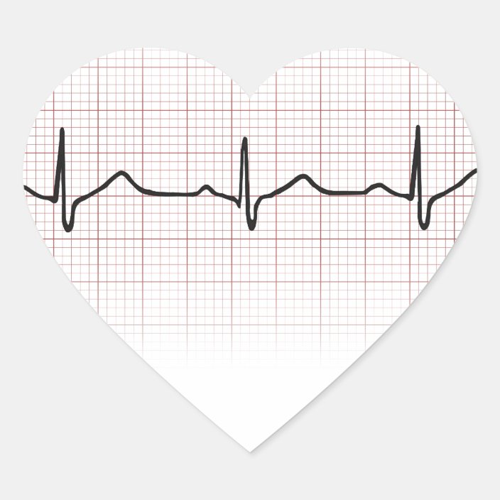 EKG heartbeat on graph paper, PhD (doctor) pulse Heart Sticker | Zazzle.com