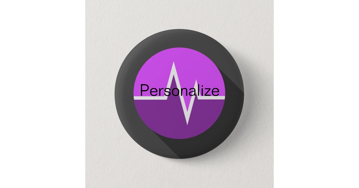 EKG line medical purple black Button | Zazzle