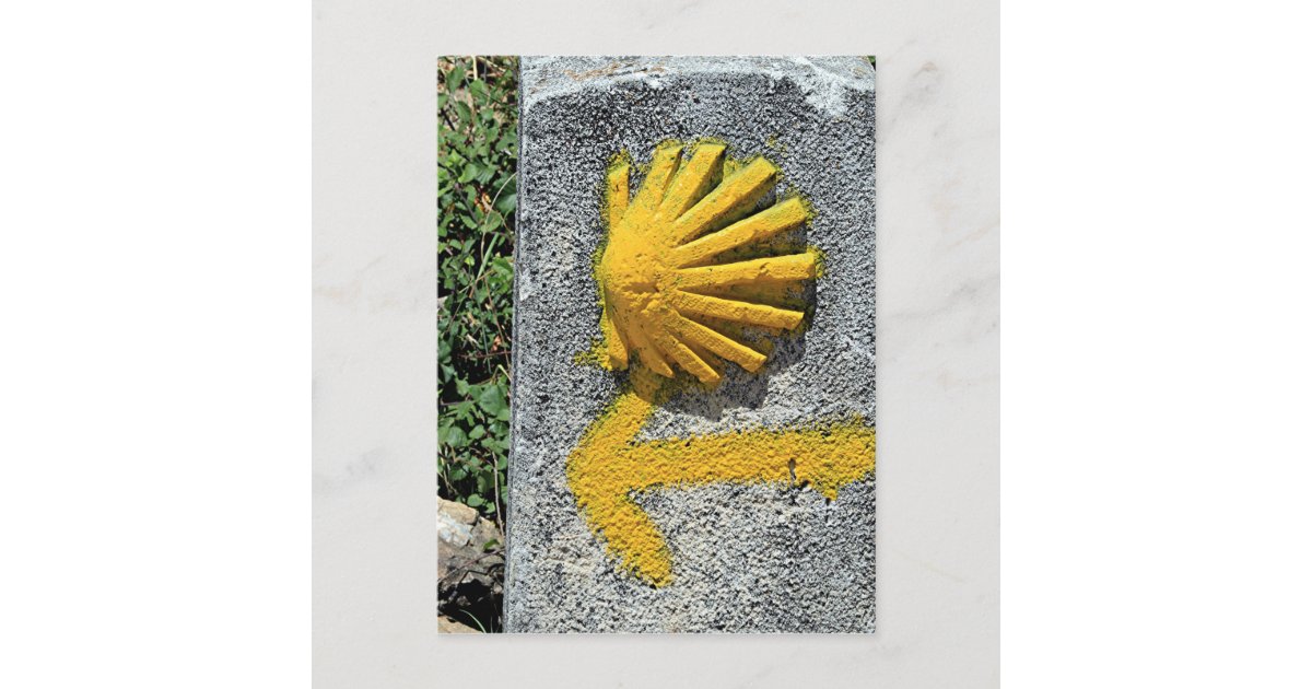 El Camino shell and arrow sign, Spain Postcard | Zazzle