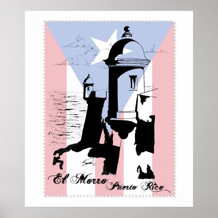 El Morro, Puerto Rico w Flag Poster | Zazzle.com