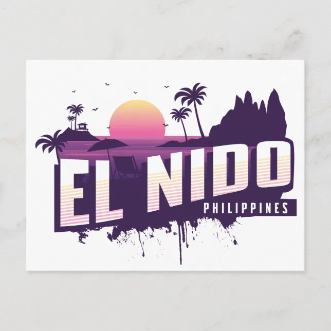 El Nido Philippines Palawan Purple Sunset Postcard | Zazzle