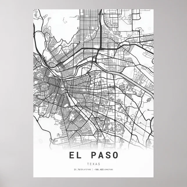 El Paso City Map Poster | Zazzle