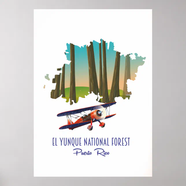 El yunque national forest puerto rico map poster | Zazzle