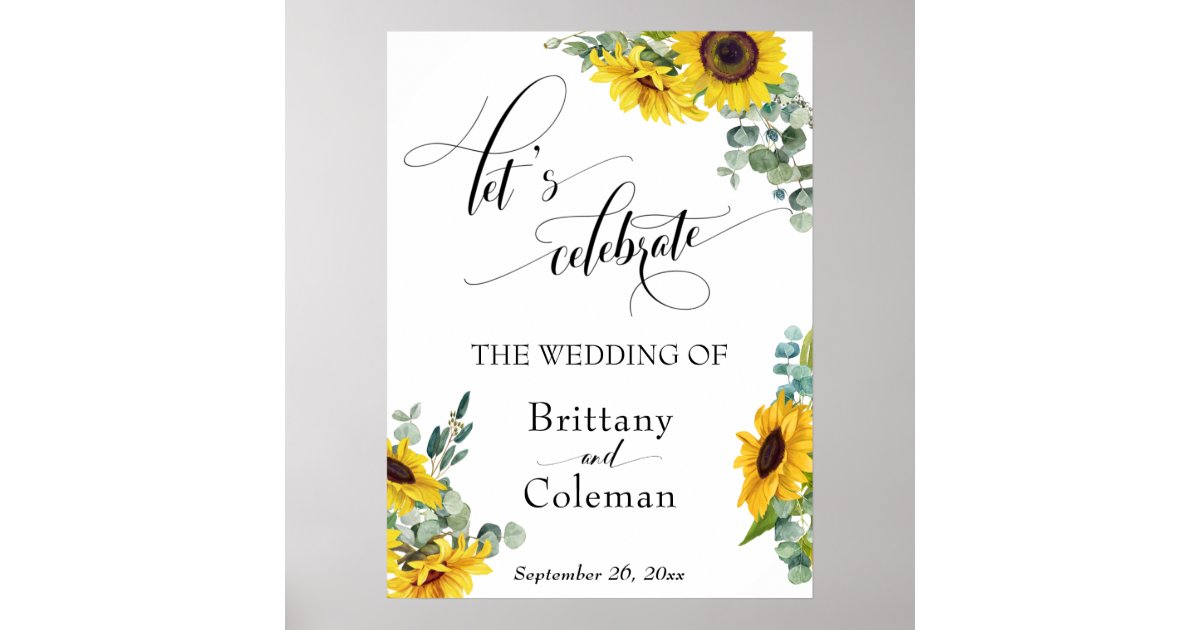 Elaborate Typography Floral Let's Celebrate Sign | Zazzle