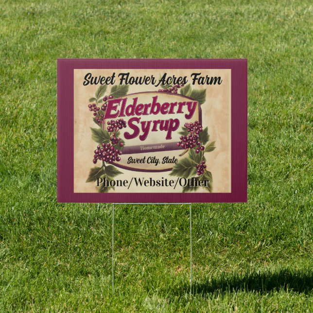 Elderberry Syrup Small Business Farm For Sale Sign | Zazzle