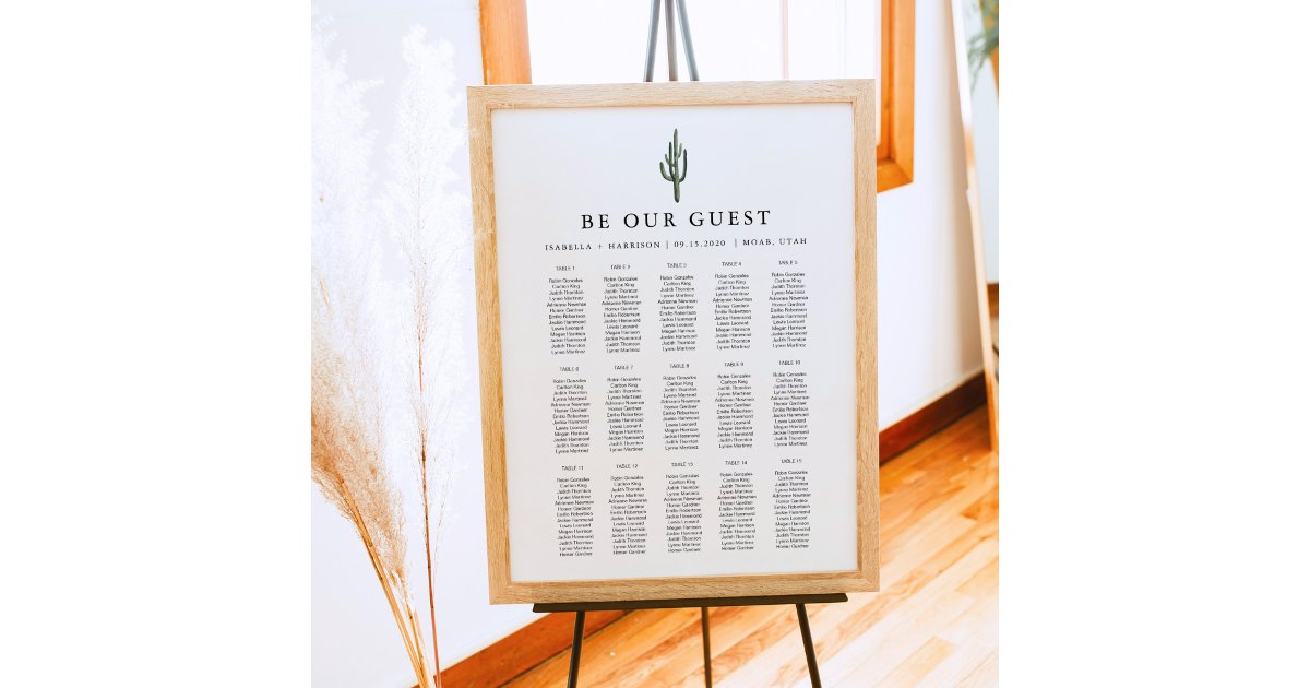 ELEANOR Bohemian Watercolor Cactus Seating Chart | Zazzle