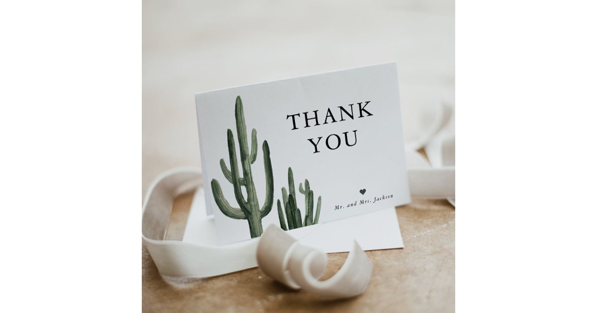 Eleanor - Minimal Bohemian Cactus Thank You Card | Zazzle