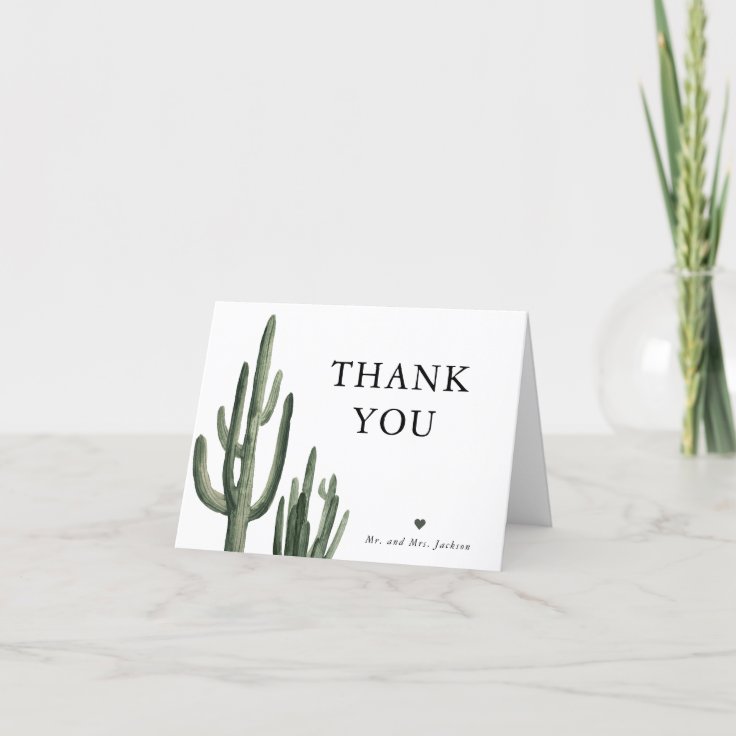 Eleanor - Minimal Bohemian Cactus Thank You Card | Zazzle