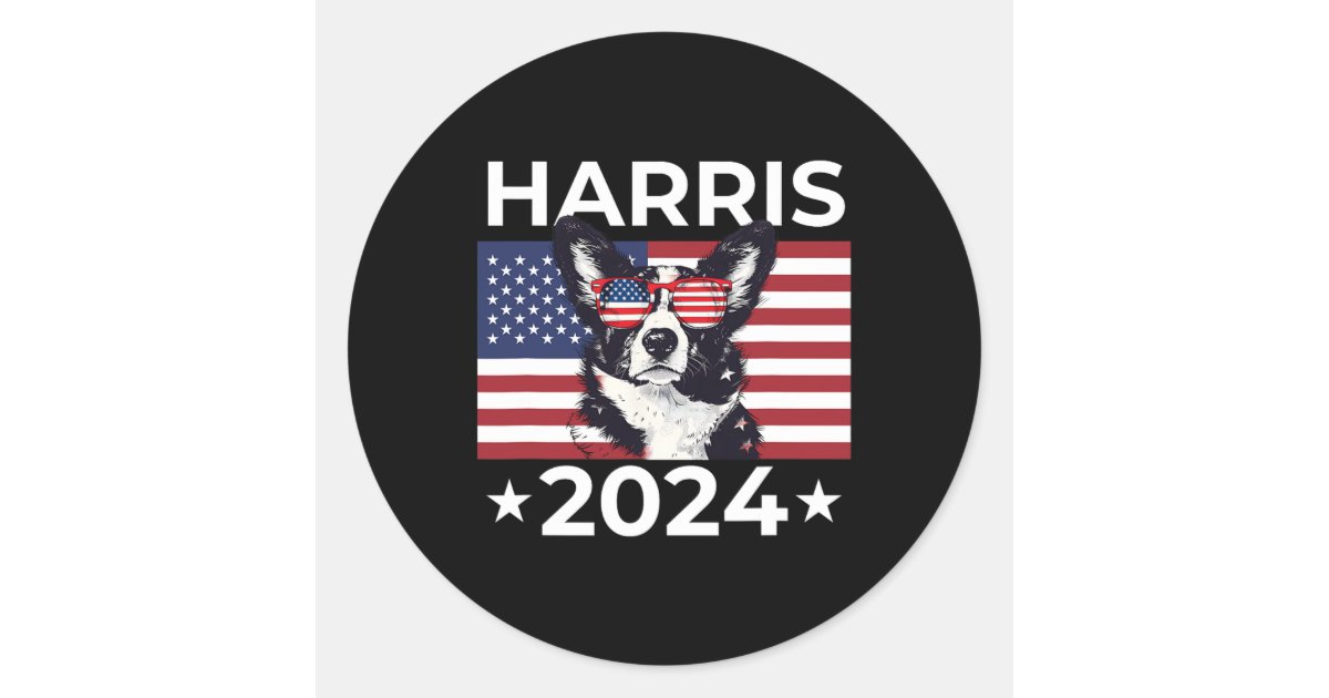 Election Harris 2024 Cardigan Welsh Corgi Dog Usa Classic Round Sticker ...