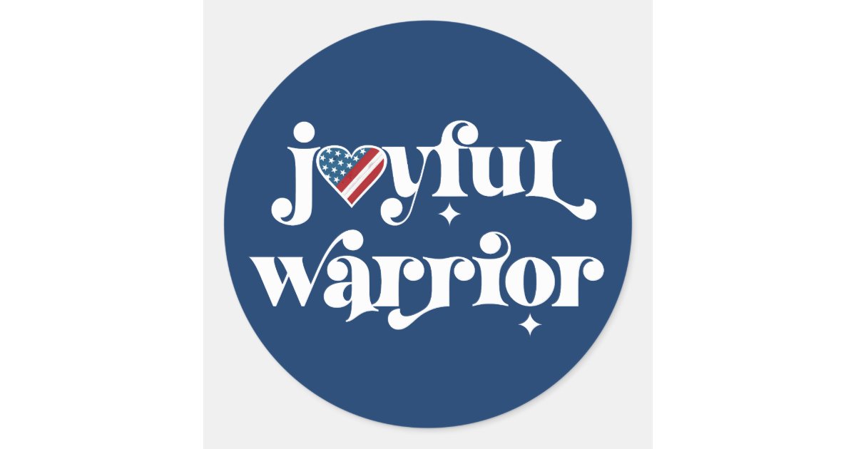 Election Joyful Warrior White Type USA Flag Heart Classic Round Sticker ...