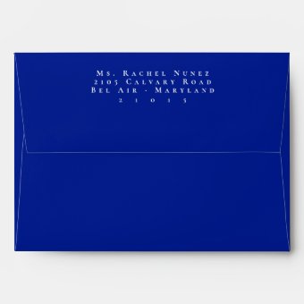 Electric Blue Cobalt Classy Minimalist Wedding Envelope | Zazzle