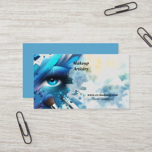 Electric Blue Eye Shadow Makeup Business Card | Zazzle