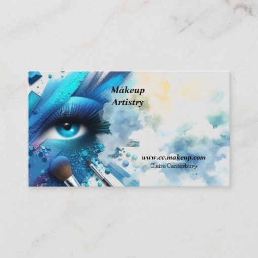 Electric Blue Eye Shadow Makeup Business Card | Zazzle