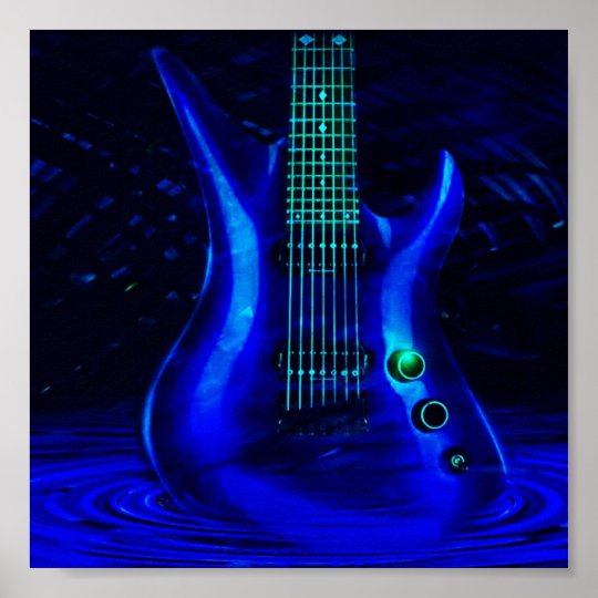 Electric Blue Guitar Poster | Zazzle.com