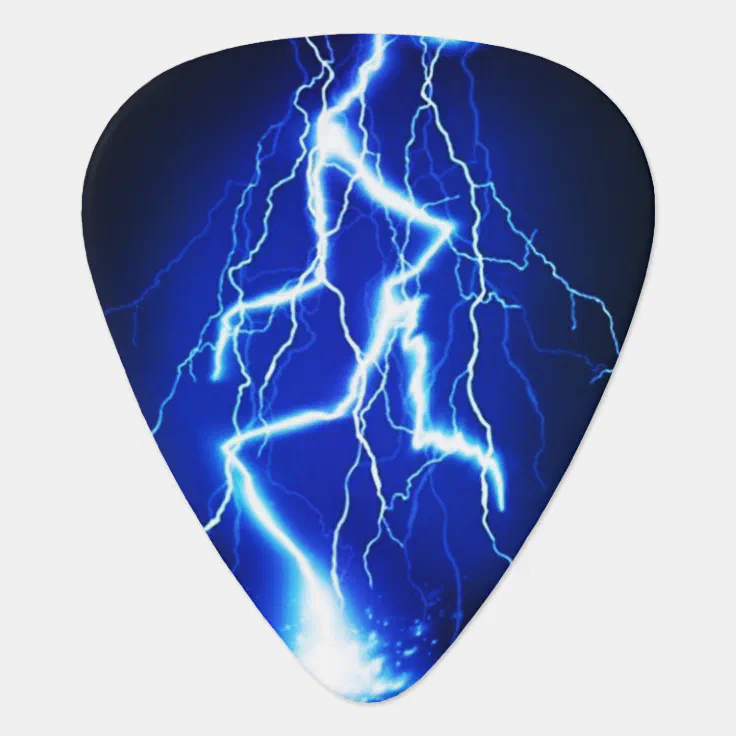 Electric Blue Lightning Bolt Guitar Pick | Zazzle
