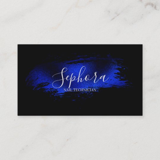Electric Blue Metallic Foil Paint Stroke Business Card | Zazzle.com