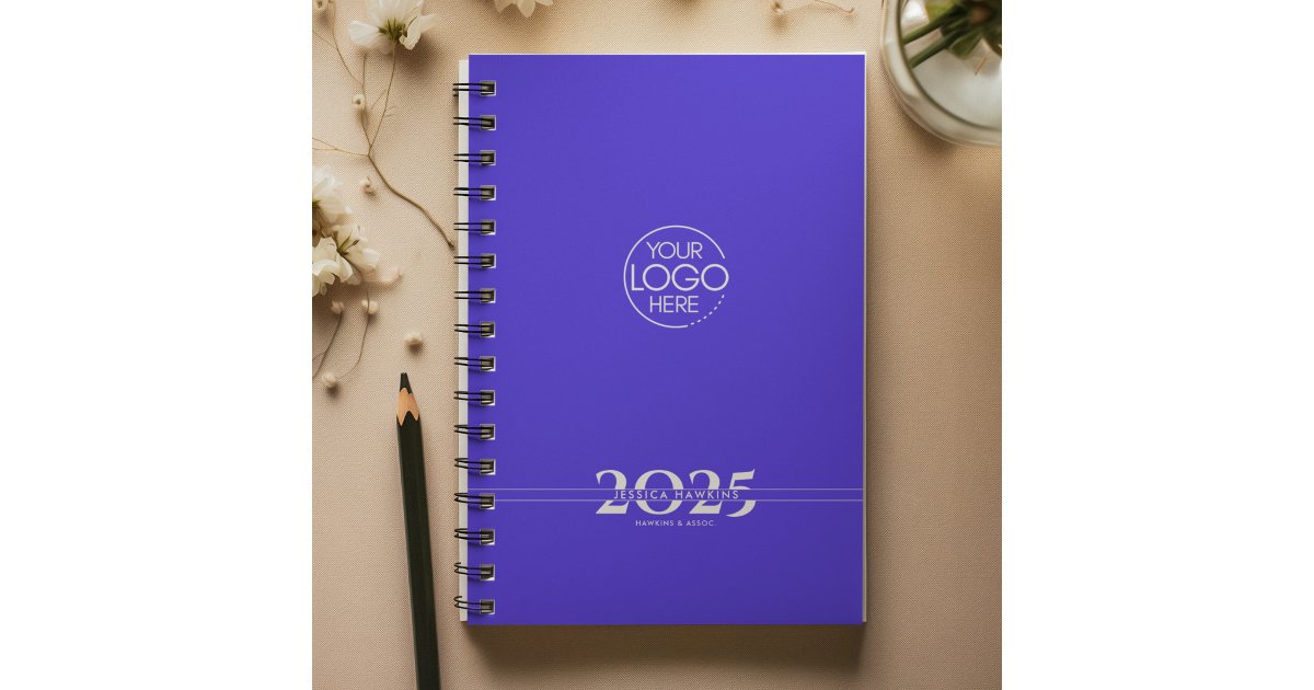 Electric Blue Overlapping Text Logo Weekly Planner | Zazzle