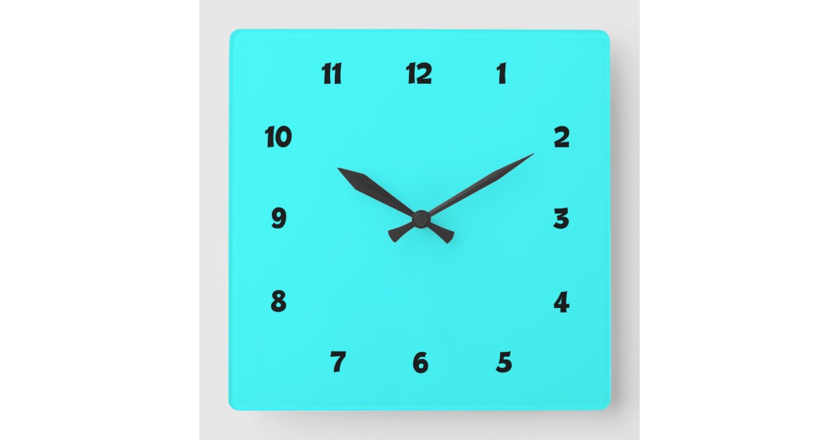 Electric Blue with Numbers Square Wall Clock | Zazzle