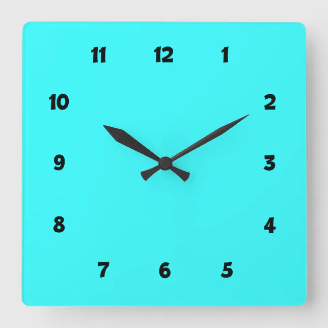 Electric Blue with Numbers Square Wall Clock | Zazzle