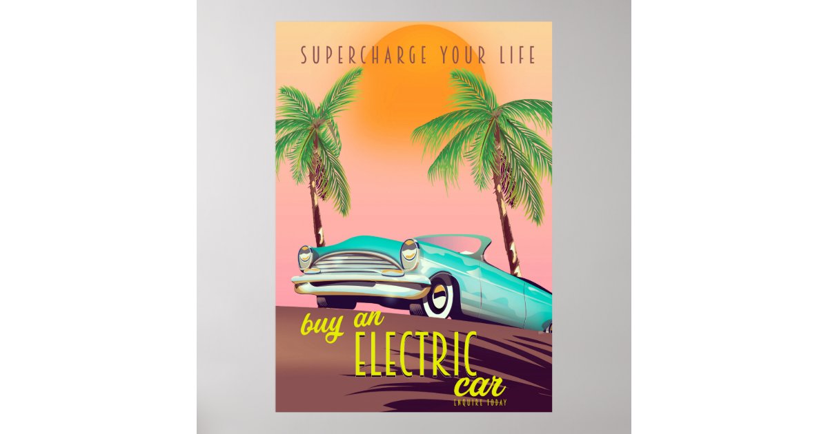 Electric Car Vintage Commercial Poster | Zazzle