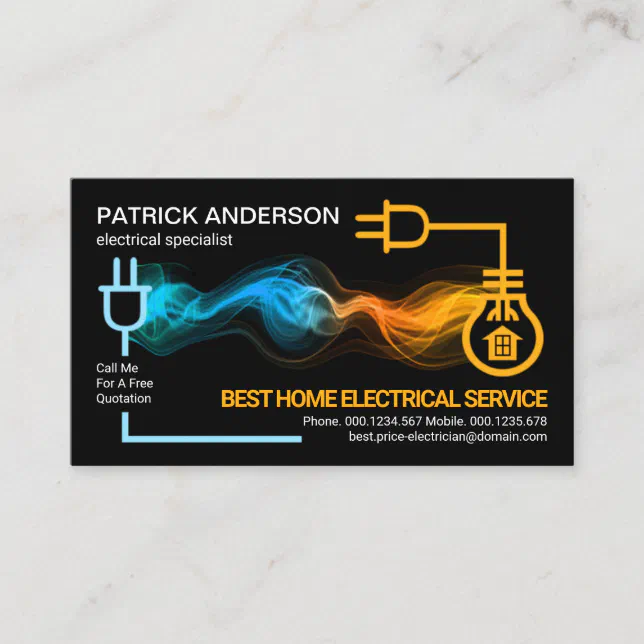 Electric Circuit Lightning Powers Bulb Electrician Business Card | Zazzle