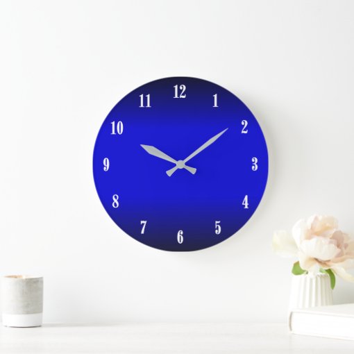 Electric Cobalt Blue White Numbers 2 Wall Clock | Zazzle