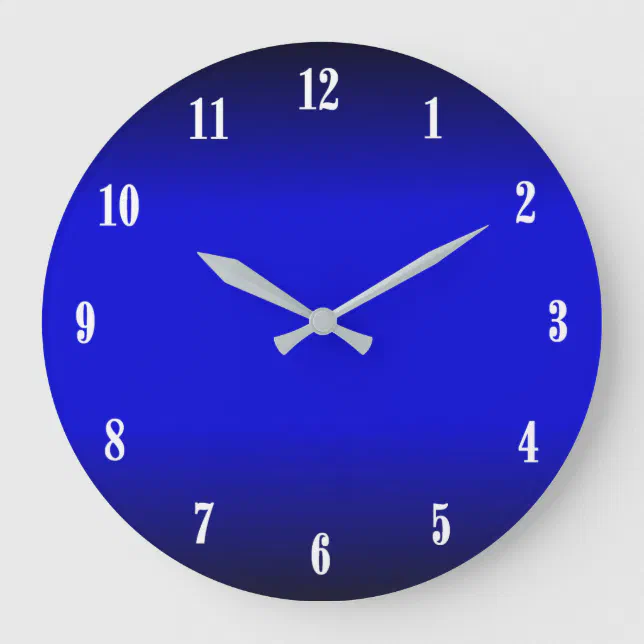 Electric Cobalt Blue White Numbers 2 Wall Clock | Zazzle