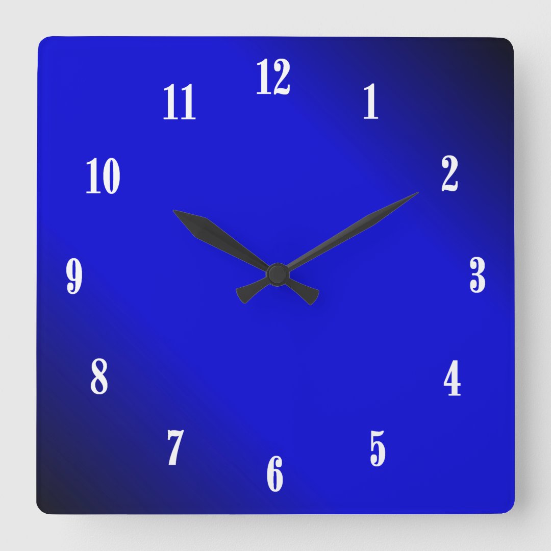 Electric Cobalt Blue White Numbers Wall Clock | Zazzle