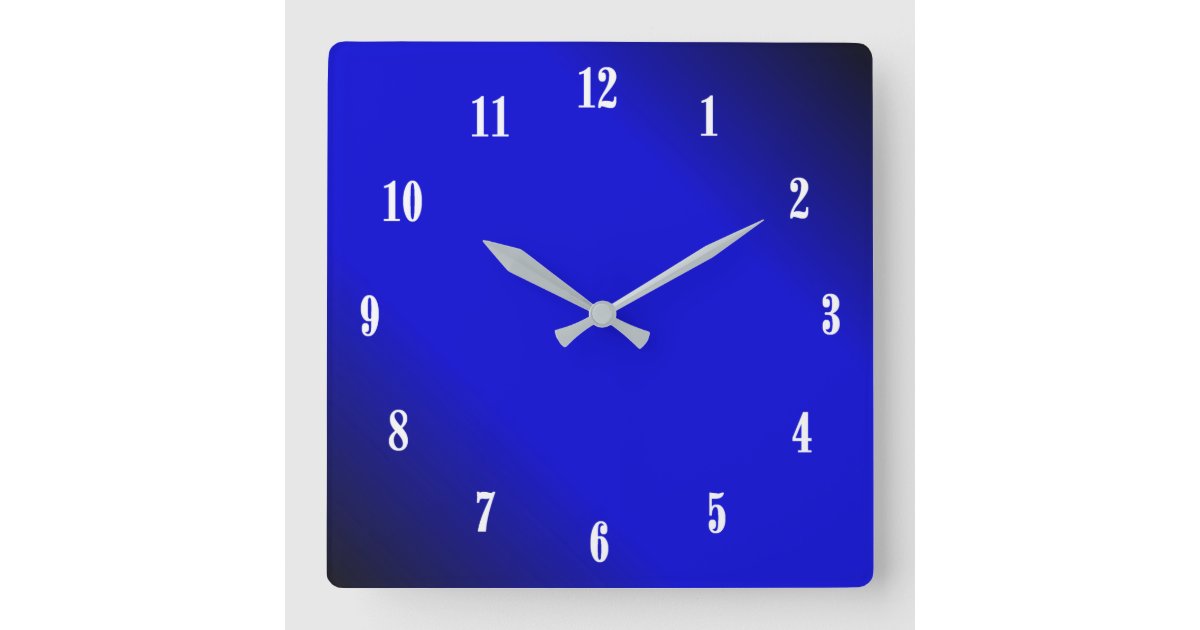 Electric Cobalt Blue White Numbers Wall Clock | Zazzle