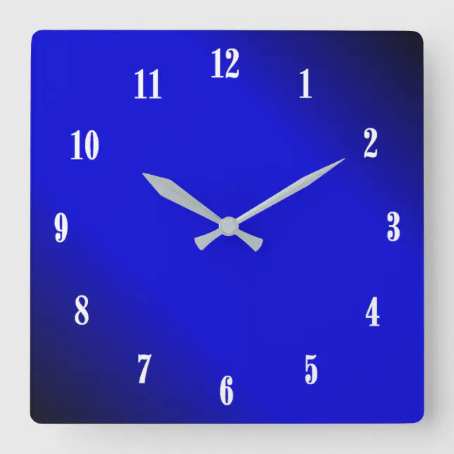 Electric Cobalt Blue White Numbers Wall Clock | Zazzle