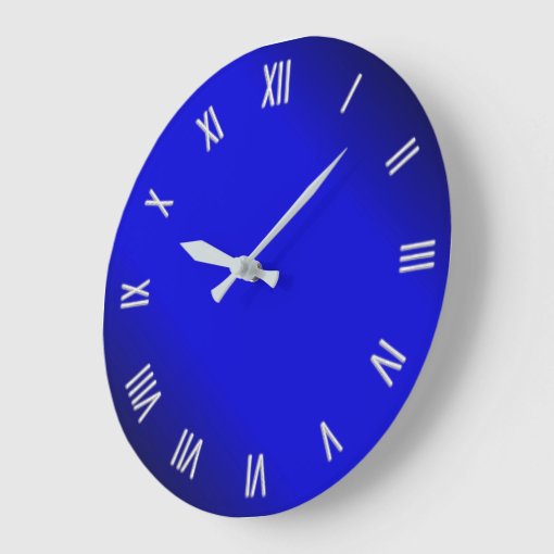 Electric Cobalt Blue White Numerals Diagonal Large Clock | Zazzle