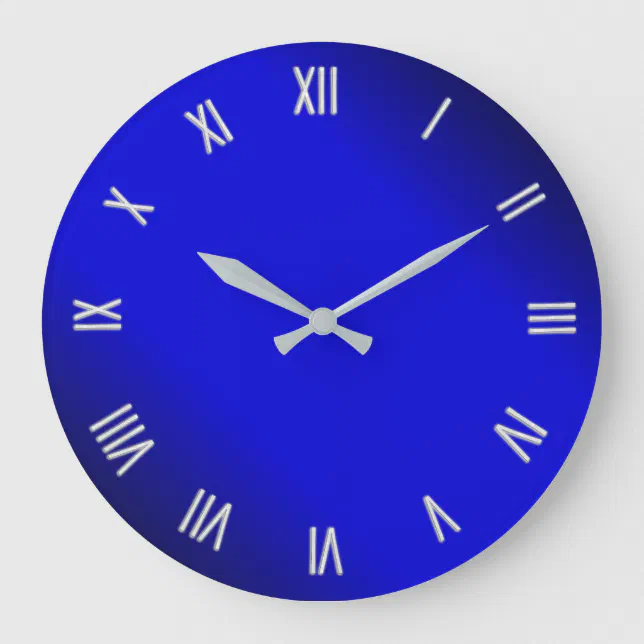 Electric Cobalt Blue White Numerals Diagonal Large Clock | Zazzle