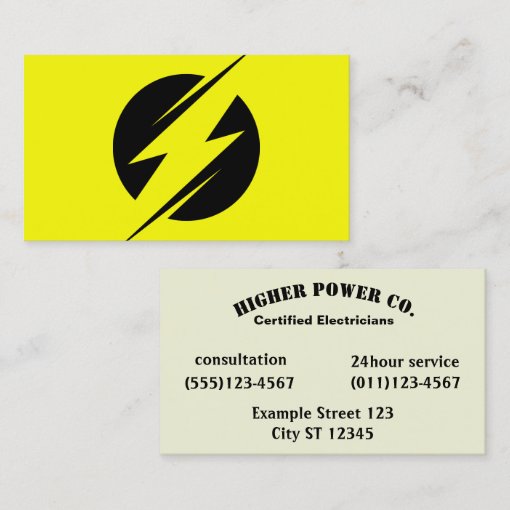 Electric Company - Electrician - Bolt Business Card | Zazzle