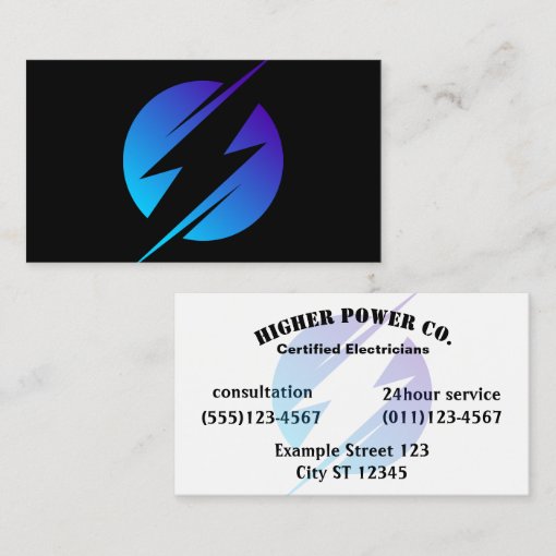 Electric Company - Electrician - Bolt Business Card | Zazzle
