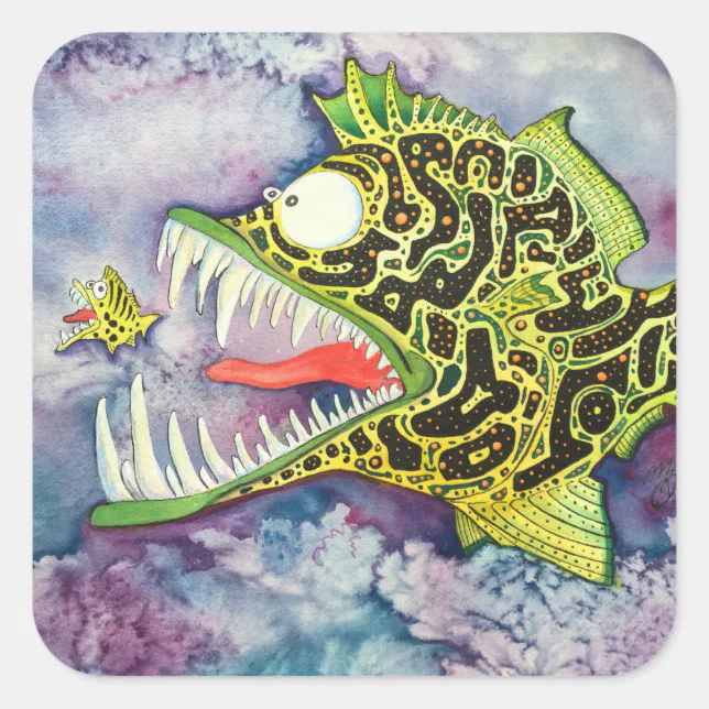 "Electric Ed" Fish With Attitude Square Sticker | Zazzle