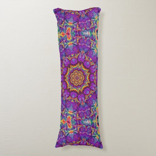 Electric Flower Purple Rainbow Kaleidoscope Art Body Pillow | Zazzle