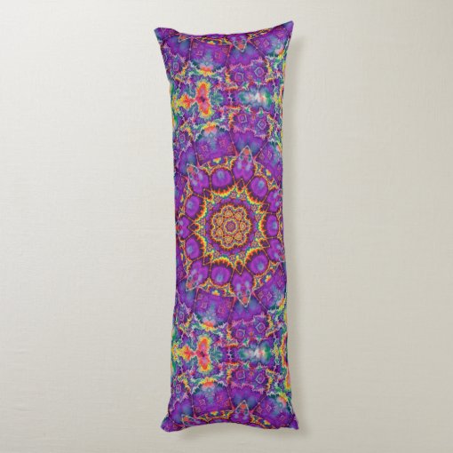 Electric Flower Purple Rainbow Kaleidoscope Art Body Pillow | Zazzle