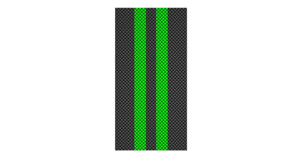 Electric Green Carbon Fiber Style Racing Stripes Card | Zazzle