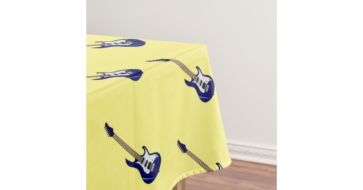 Electric guitar cartoon illustration tablecloth | Zazzle