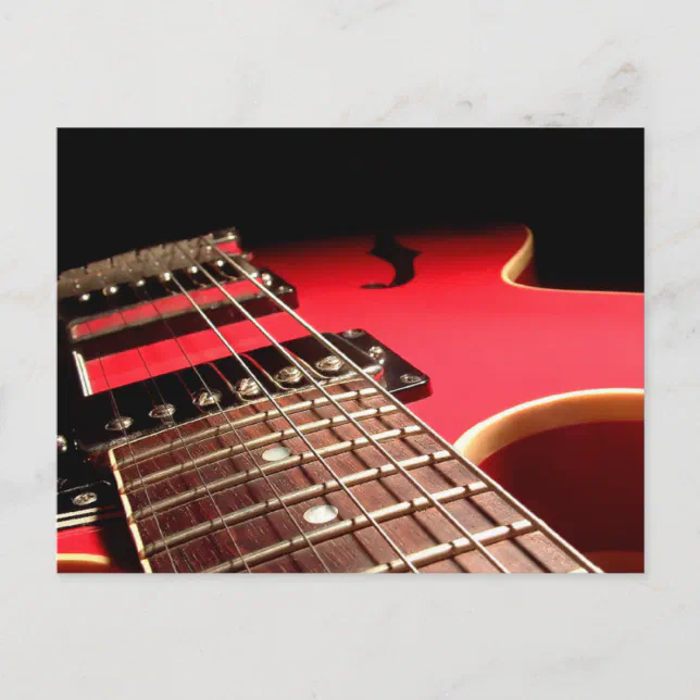 Electric Guitar Close Up - Original Red Postcard | Zazzle