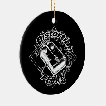 Electric Guitar Distortion Pedal - Black & White Ceramic Ornament | Zazzle