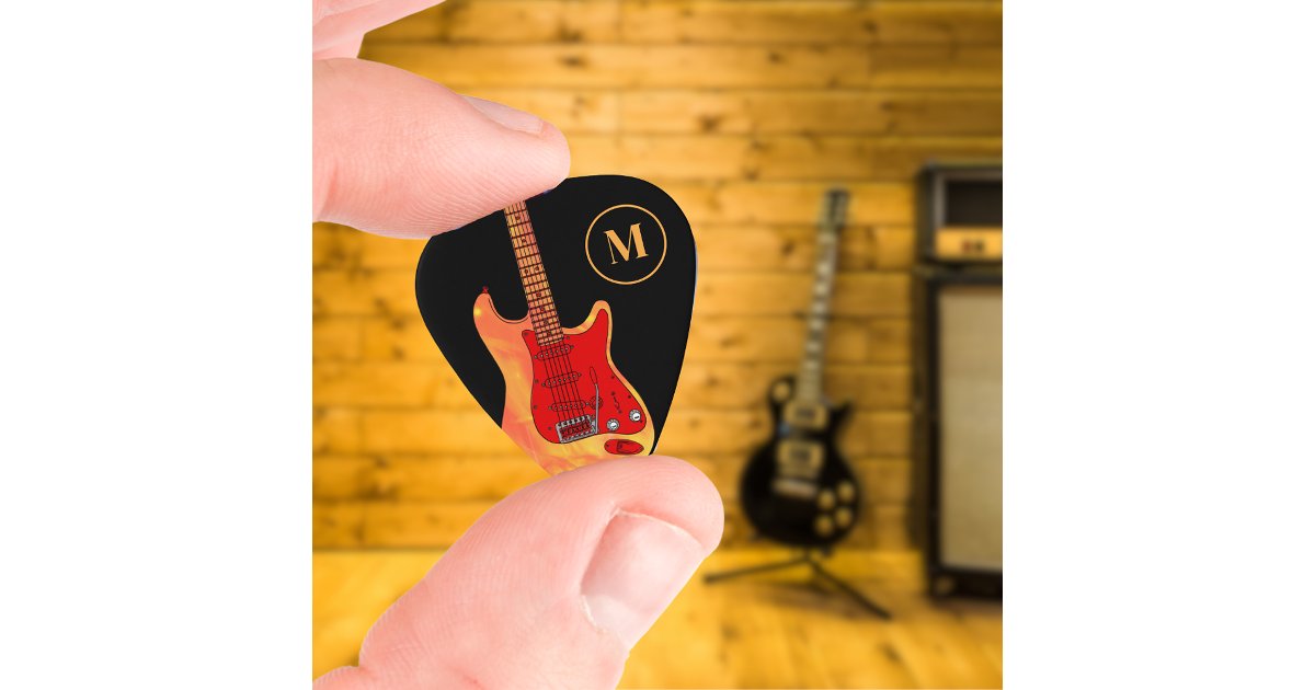 Electric Guitar Monogram Guitar Pick | Zazzle