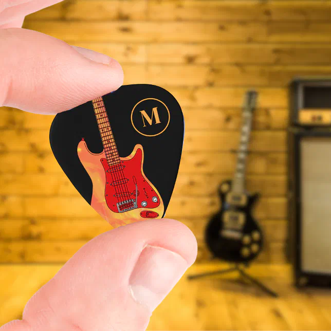 Electric Guitar Monogram Guitar Pick | Zazzle