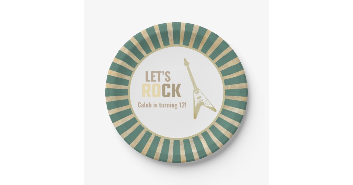 Electric Guitar Rock and Roll Rockstar Birthday Paper Plates | Zazzle