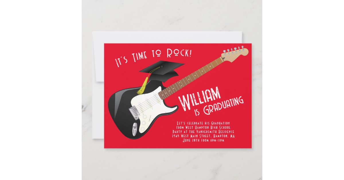 Electric Guitar Rock Music Graduation Party Invitation | Zazzle